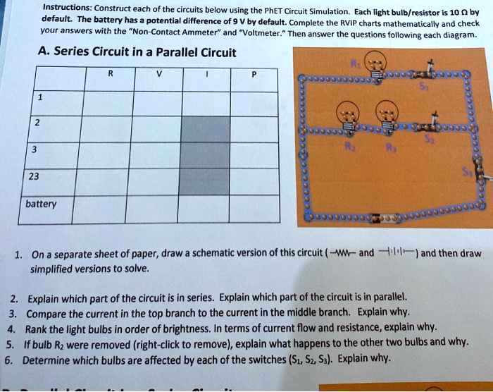 instructions construct each of the circuits below using the phet ...