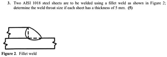 3. Two AISI 1018 steel sheets are to be welded using a fillet weld as ...