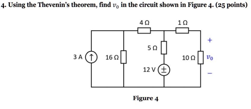 4. Using the Thevenin's theorem, find v0 in the circuit shown in Figure 4. (25 points) 4 ? 1 ...