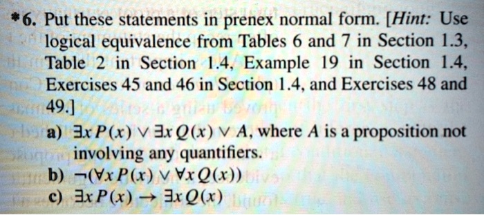 6 put these statements in prenex normal form hint use logical ...