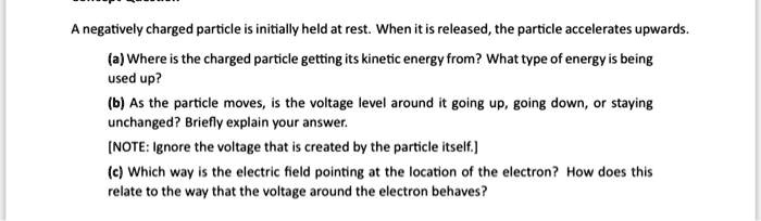 SOLVED: A negatively charged particle is initially held at rest. When ...