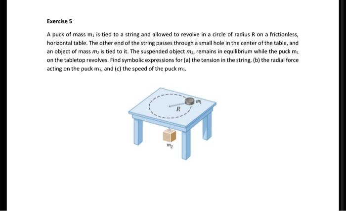 SOLVED: Exercise puck of mass In tied string and allowed revaive circle of radlus frictionless ...