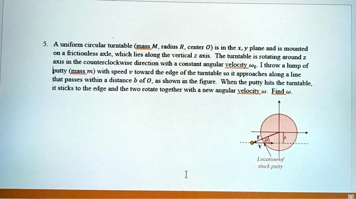 A uniform circular turntable mass m radius ccnic 0 is in the...
