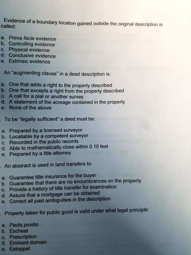 SOLVED: Evidence of a boundary location gained outside the original ...