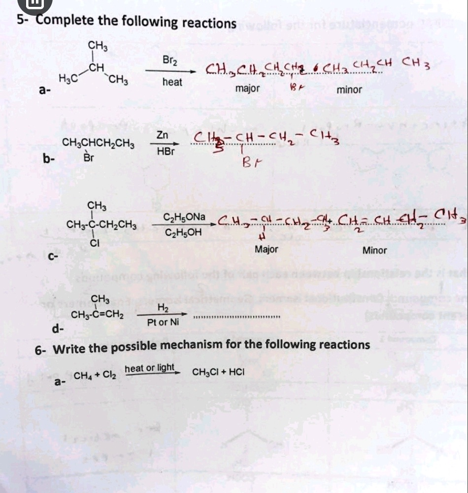 CH3 CH H3C CH3 Br2 heat CHOCH CHCHE OCH CH₂CH CH3 a- major BF minor CHOCHCH2CH3CH=CH-CH2-CH₃ b ...