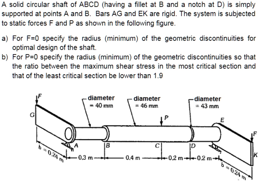 SOLVED: A solid circular shaft of ABCD (having a fillet at B and a ...