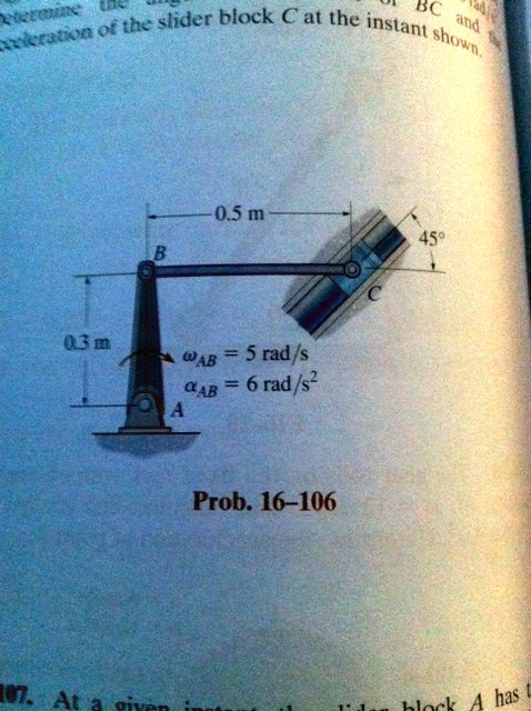 SOLVED: Crank AB is rotating with an angular velocity of Ï‰AB = 5 rad/s and an angular ...