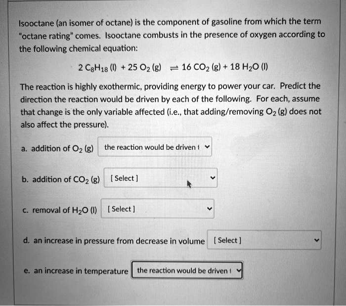isooctane an isomer of octane is the component of gasoline from which ...