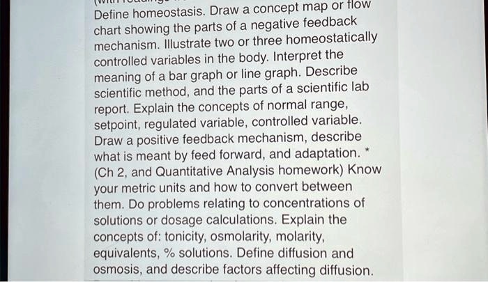 SOLVED: Texts: 1. Define homeostasis. 2. Draw a concept map or flow ...