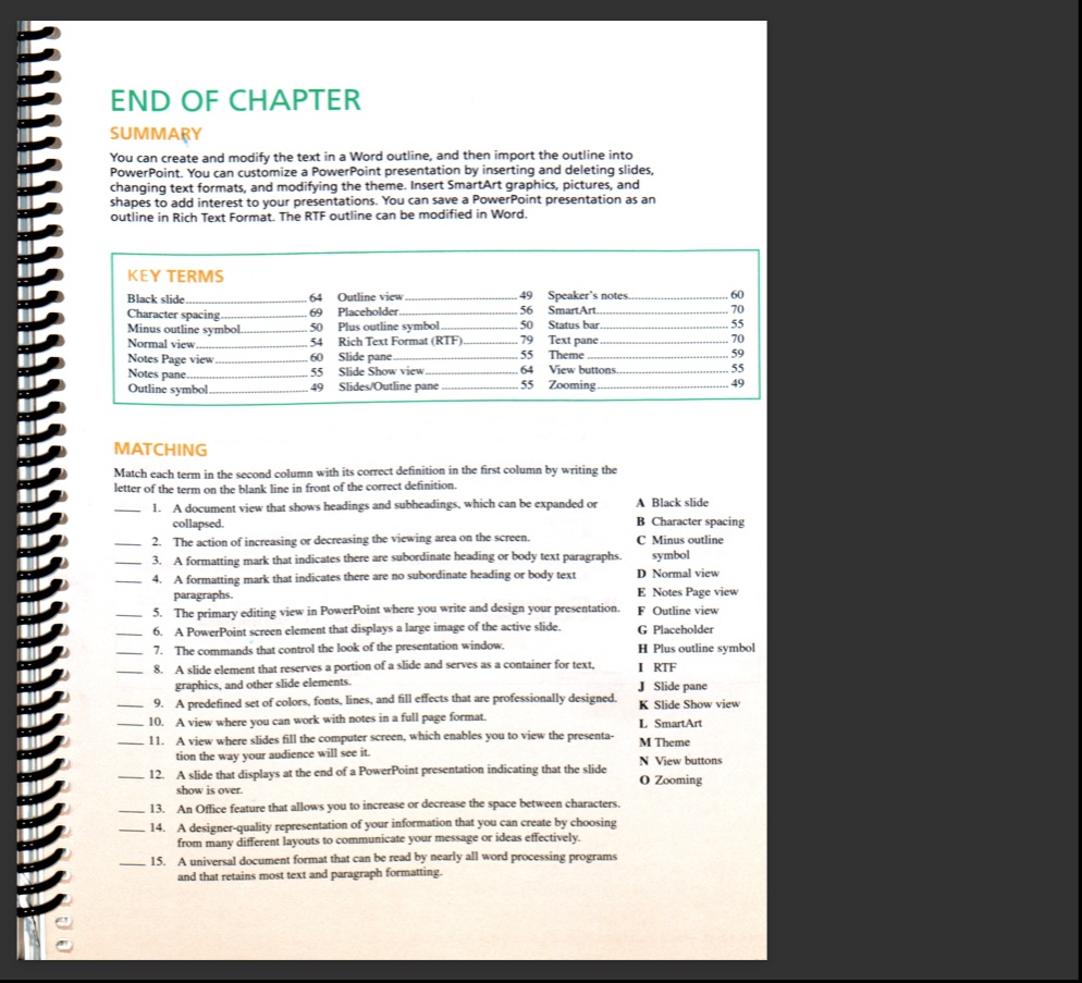 end of chapter summary you can create and modify the text in a word outline and then import the ...