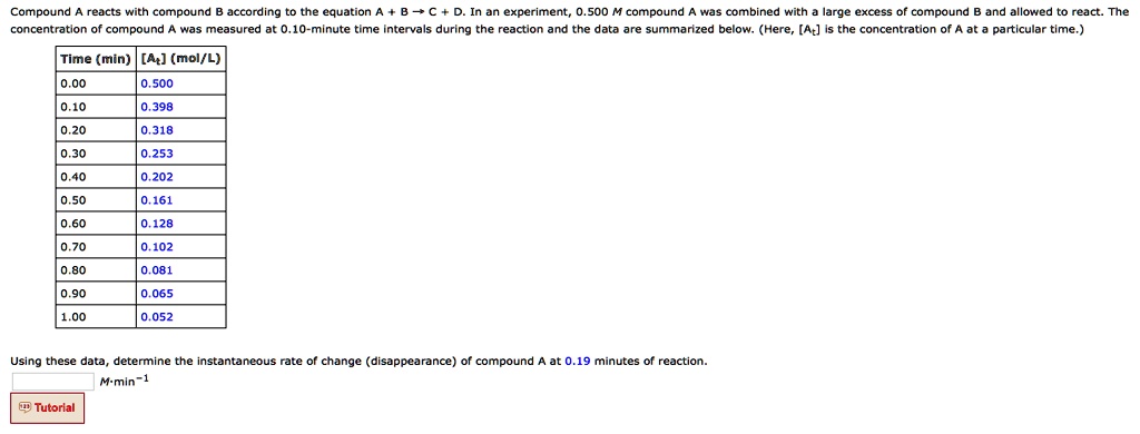 SOLVED:Compound reacts with compound according the equation B -C ...