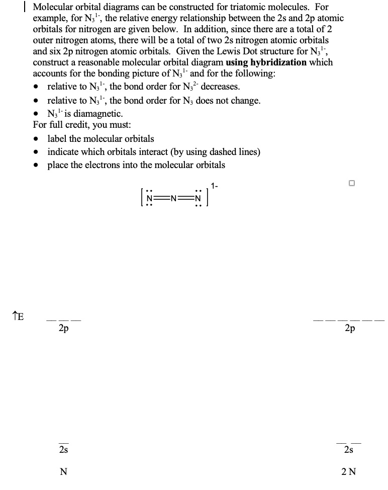SOLVED:Molecular orbital diagrams can be constructed for triatomic ...