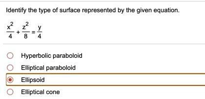 SOLVED: Identify the type of surface represented by the given equation ...