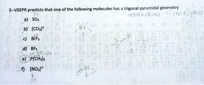 SOLVED: 3-VSEPR predicts that one of the following molecules has ...