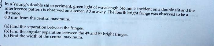 SOLVED: Ina Young' s double slit experiment; interference pattern is observed green light of ...