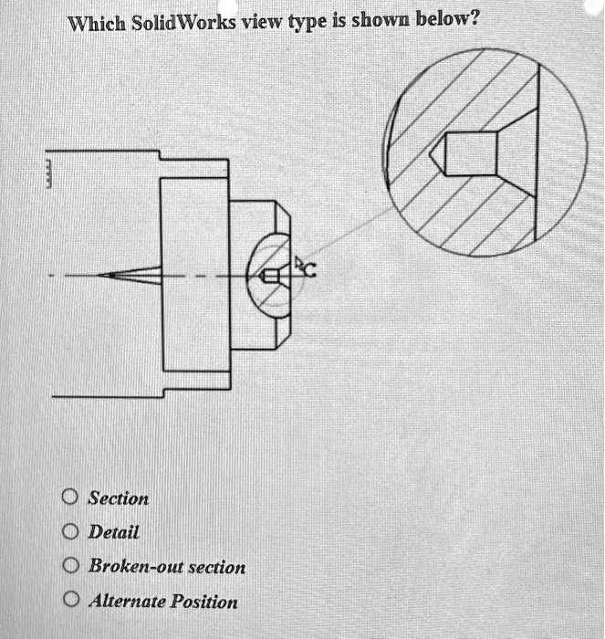 SOLVED: Which SolidWorks view type is shown below? Section Detail ...