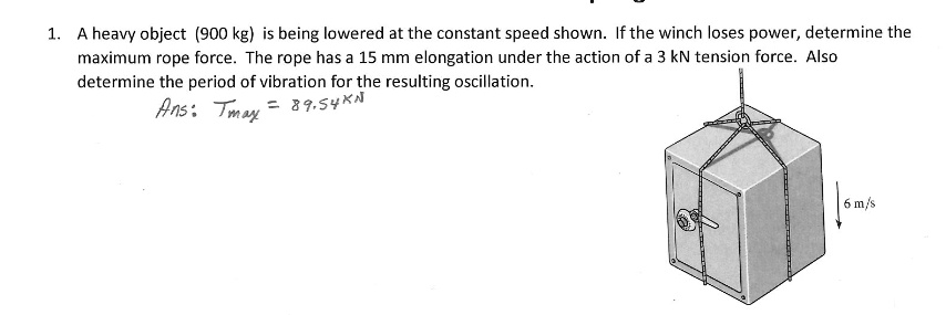 SOLVED: 1. A heavy object 900 kg) is being lowered at the constant speed shown. If the winch ...