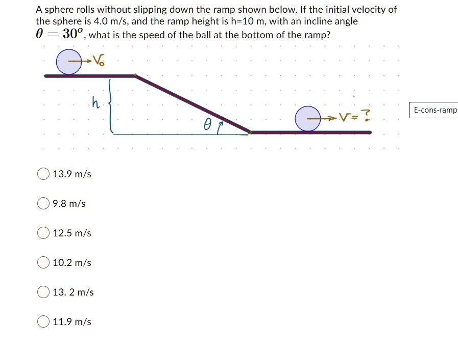 a sphere rolls without slipping down the ramp shown below if the ...