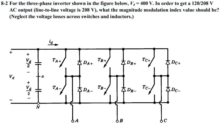 SOLVED: 8-2 For the three-phase inverter shown in the figure below, Va ...