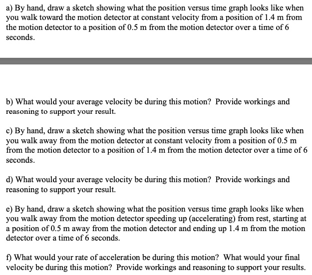 SOLVED: a) By hand, draw a sketch showing what the position versus time ...