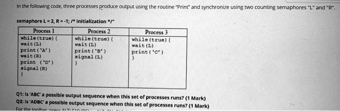 Solved In The Following Code Three Processes Produce Output Using The Routine Print And