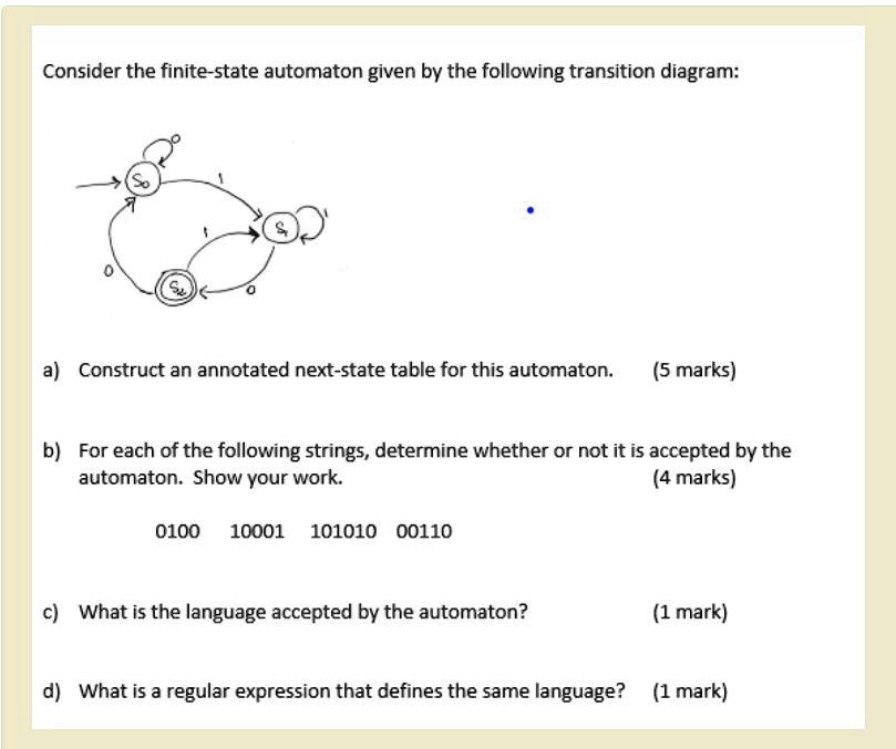 SOLVED: Consider the finite-state automaton given by the following transition diagram: a ...
