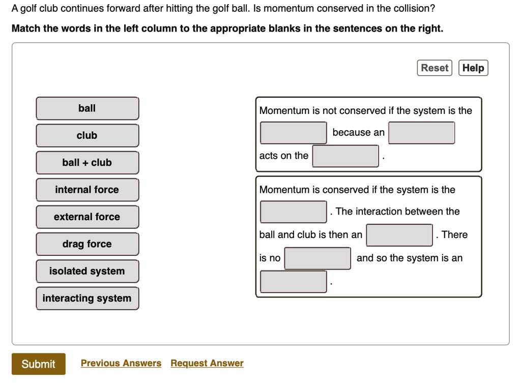 A golf club continues forward after hitting the golf ball. Is momentum ...