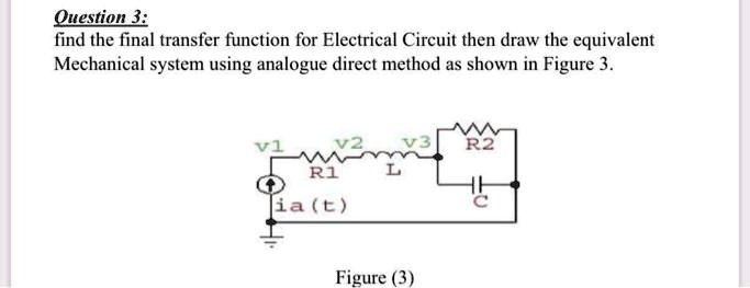 SOLVED: Question 3: Find the final transfer function for the Electrical ...