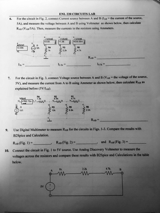 SOLVED: ENL220 CIRCUITS LAB For the circuit in Fig.2, connect the ...
