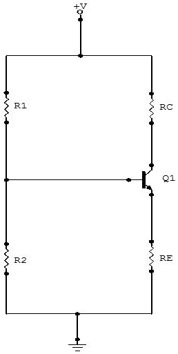 +V R1 R2 Q1 RC RE