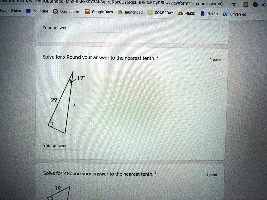 Solve for x Round your answer to the nearest tenth....