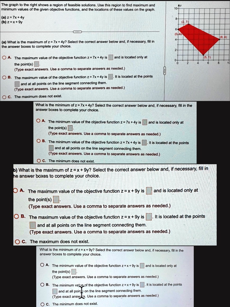 the graph to the right shows a region of feasible solutions use this ...