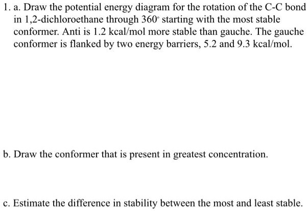 SOLVED: 1.a. Draw the potential energy diagram for the rotation of the ...