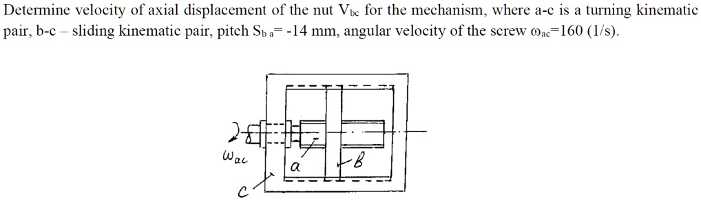 Determine the velocity of the axial displacement of the nut Voc for the ...