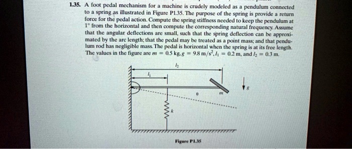 SOLVED: 1.35. A foot pedal mechanism for a machine is crudely modeled ...