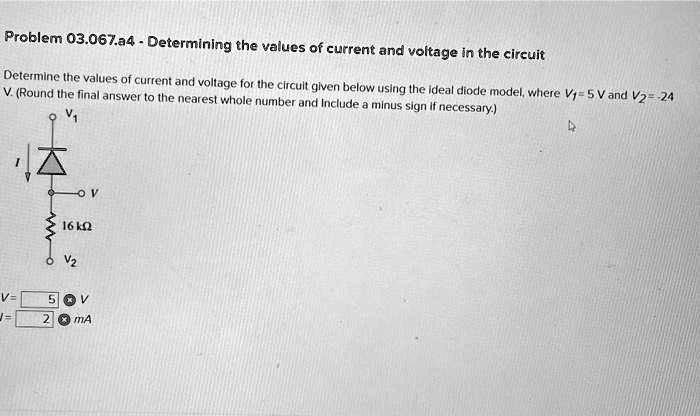 SOLVED: Problem 03.067.a4 - Determining the values of current and voltage in the circuit ...