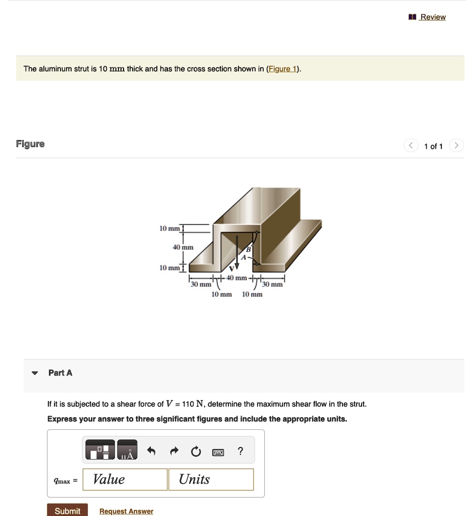 the aluminum strut is 10 mm thick and has the cross section shown in ...