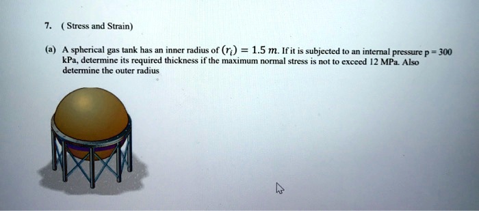 SOLVED: A spherical gas tank has an inner radius of r = 1.5 m. If it is subjected to an internal ...