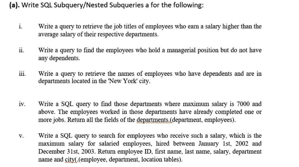 Video Solution Texts A Write Sql Subquerynested Subqueries For