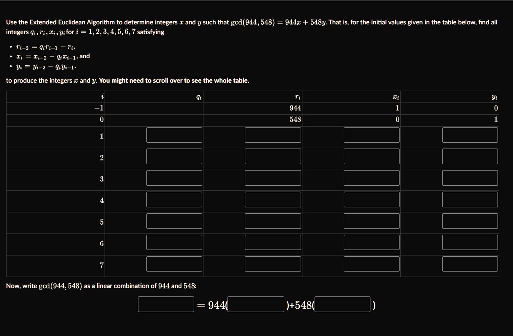 Solved Texts Use The Extended Euclidean Algorithm To Determine Integers X And Y Such That Gcd