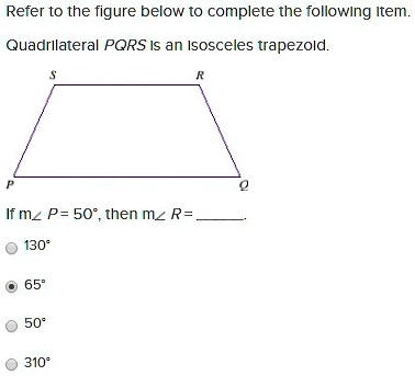 SOLVED: Quadrilateral PQRS is an isosceles trapezoid. Refer to the figure below to complete the ...