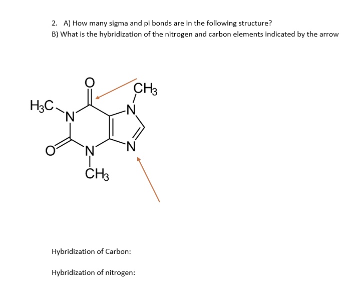 a how many sigma and pi bonds are in the following structure b what is ...