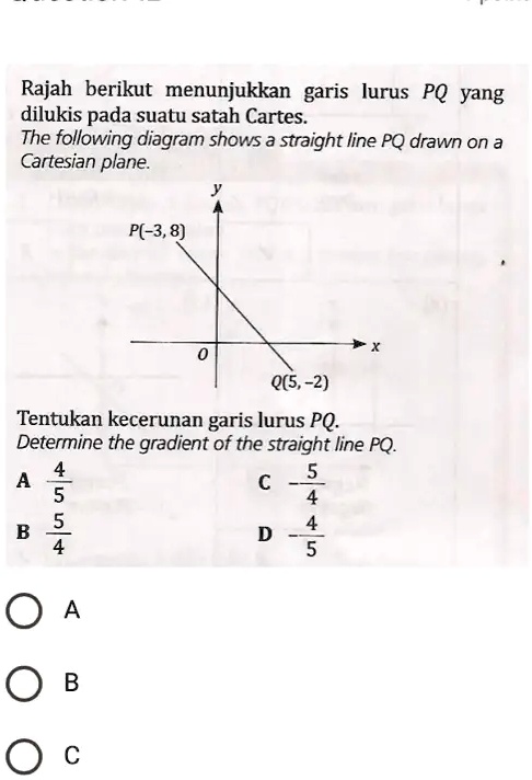 SOLVED: The following diagram shows a straight line PQ drawn on a ...