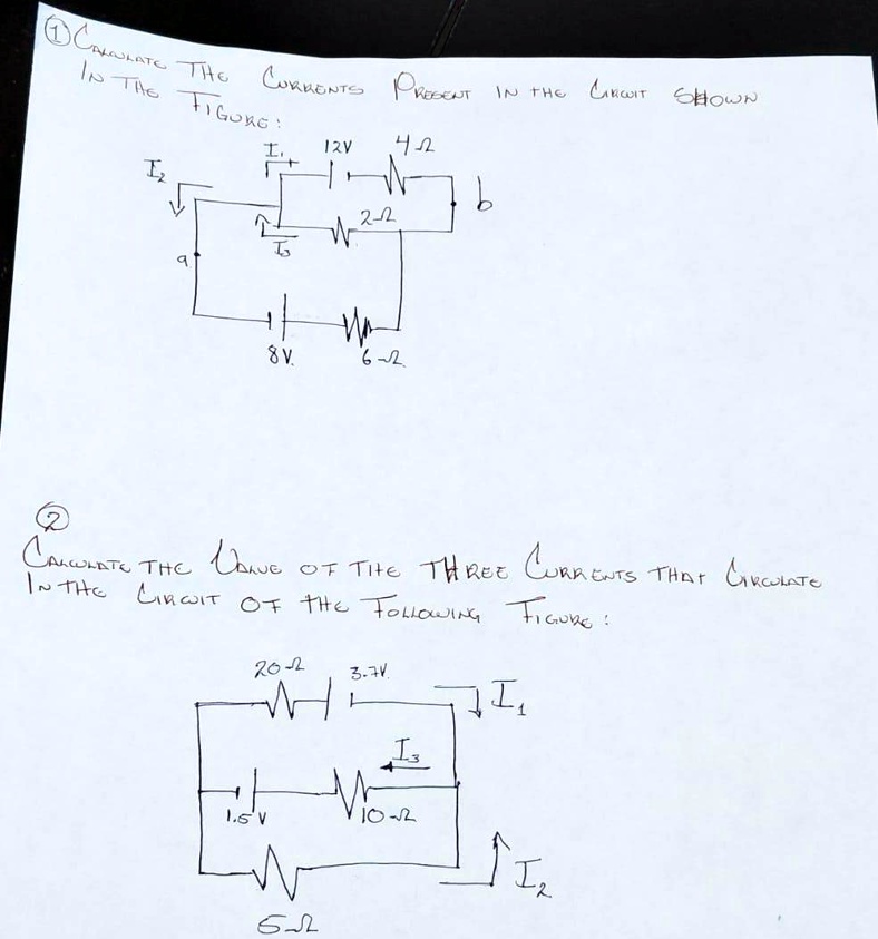 1 calculate the currents present in the circuit shown in the figure 2 calculate the value of the ...