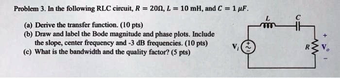 SOLVED: Problem 3. In the following RLC circuit, R = 20Î©, L = 10 mH ...