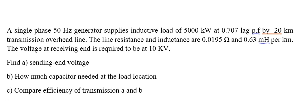 a single phase 50 hz generator supplies inductive load of 5000 kw at ...