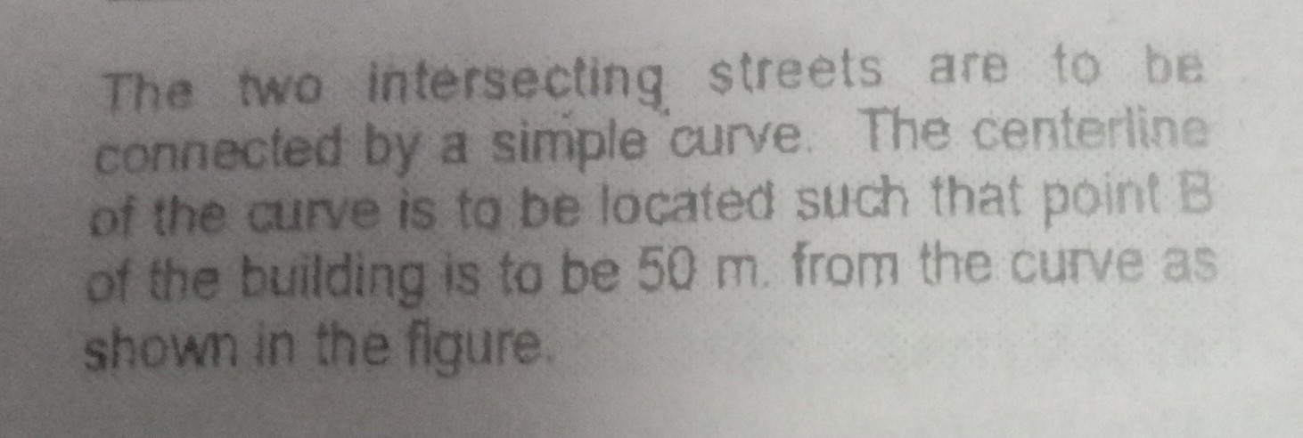 SOLVED: The two intersecting streets are to be connected by a simple ...