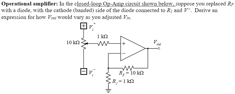 SOLVED: Operational amplifier: In the closed-loop Op-Amp circuit shown ...