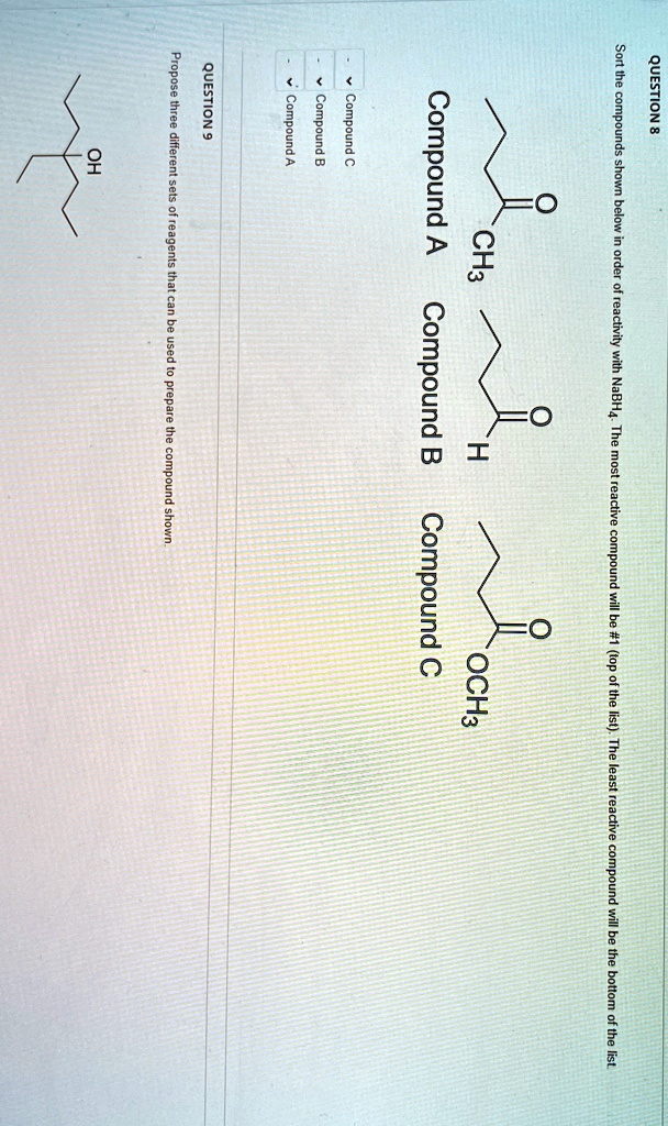 QUESTION 8 Sort the compounds shown below in order of reactivity with ...