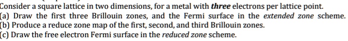 SOLVED: Consider a square lattice in two dimensions, for a metal with ...